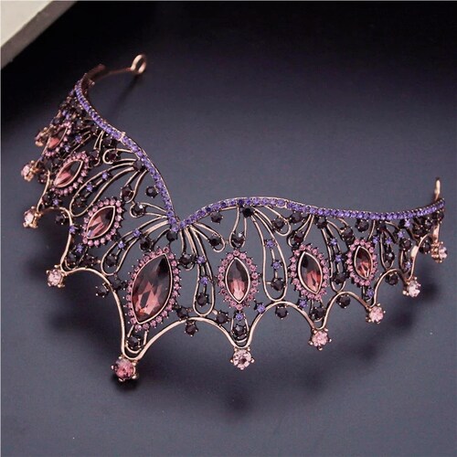 Purple Violet Tiaras Wedding Crowns Leave Bridal Crown Pearl - Etsy