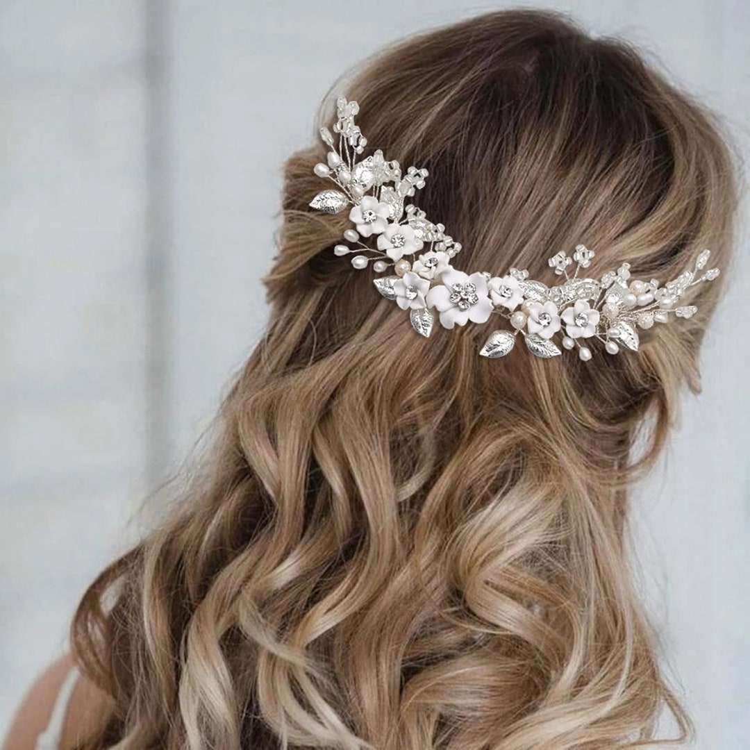 Silver Wedding Hair Vine, Crystal Wedding Headband, Wedding Headpiece ...