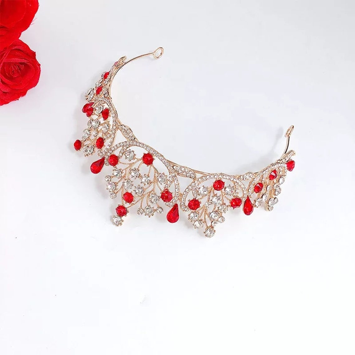 Baroque Crown Vintage Round Full Size Tiara Luxury Rhinestone | Etsy