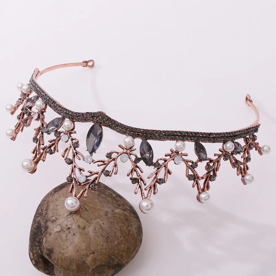 Baroque Crown Vintage Round Full Size Tiara Luxury Rhinestone - Etsy