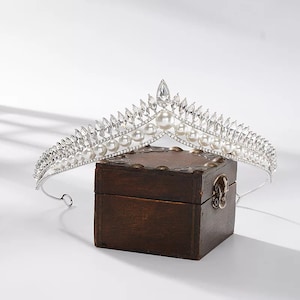 Luxury Pearl Bridal Crystal Tiaras Crown Princess Queen Pageant Prom ...