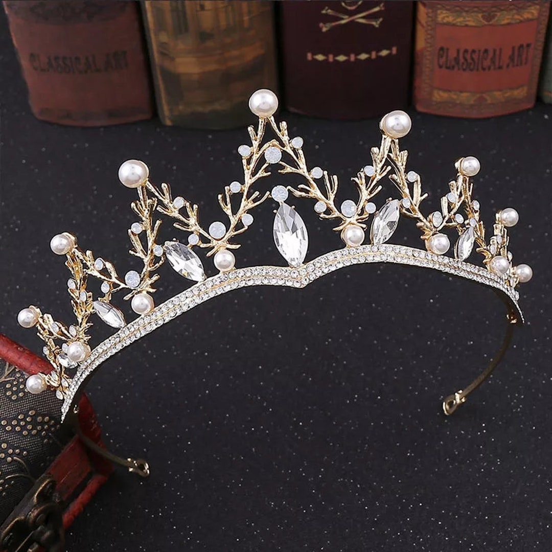 Baroque Style Handmade Shiny Rhinestone Imitation Pearl Tiara - Etsy