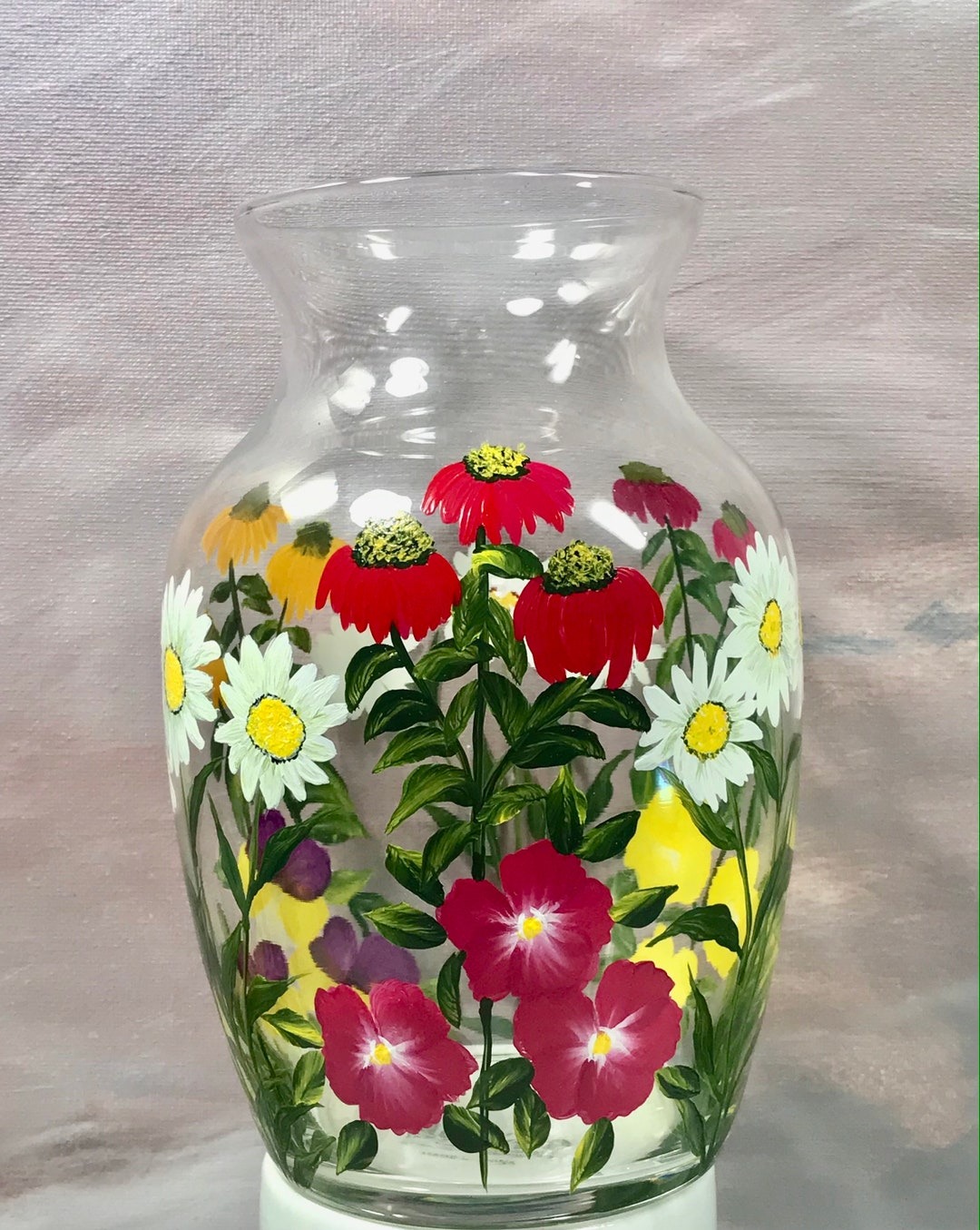 Hand Painted Vase With Wild Flowers and Pansies, Flower Vase - Etsy