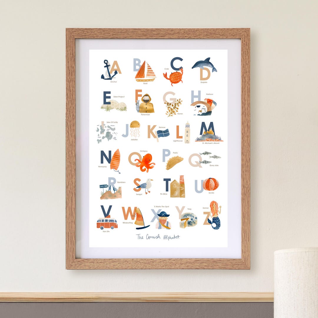 The Cornish Alphabet Print A-Z of Cornwall Wall Art - Etsy