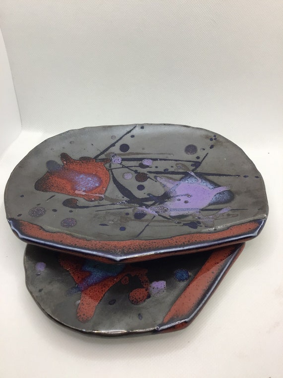 Ruth Weiner Signed Plates Set of 2 Studio Pottery - Etsy