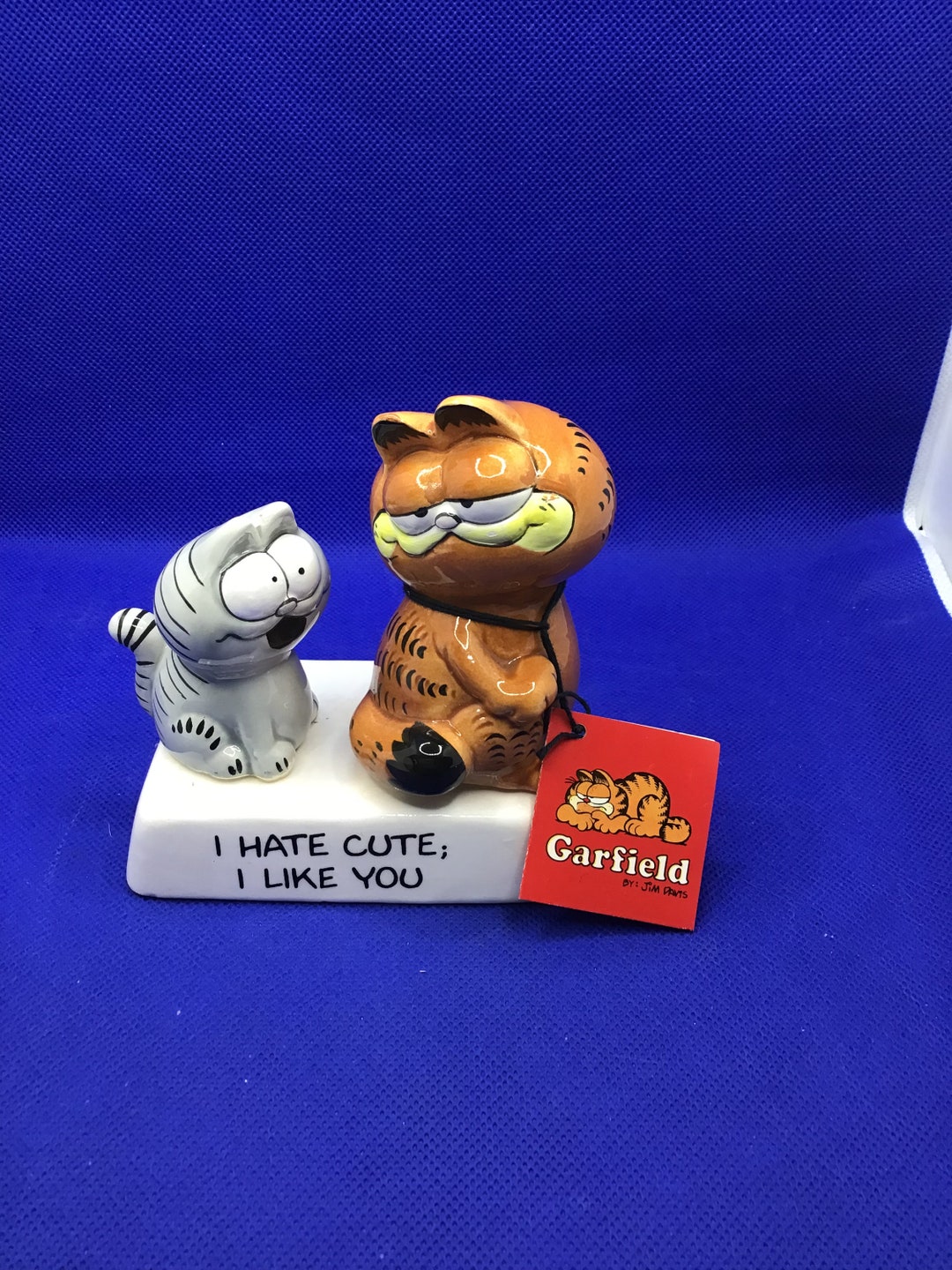 Garfield Ceramic Figurine, I Hate Cute, I Like You, Enesco 1981 Taiwan ...