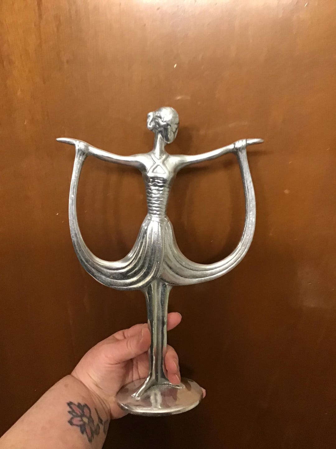 Vintage Art Deco Ballerina Sculpture Dancing Lady Statue Pewter 12 ...