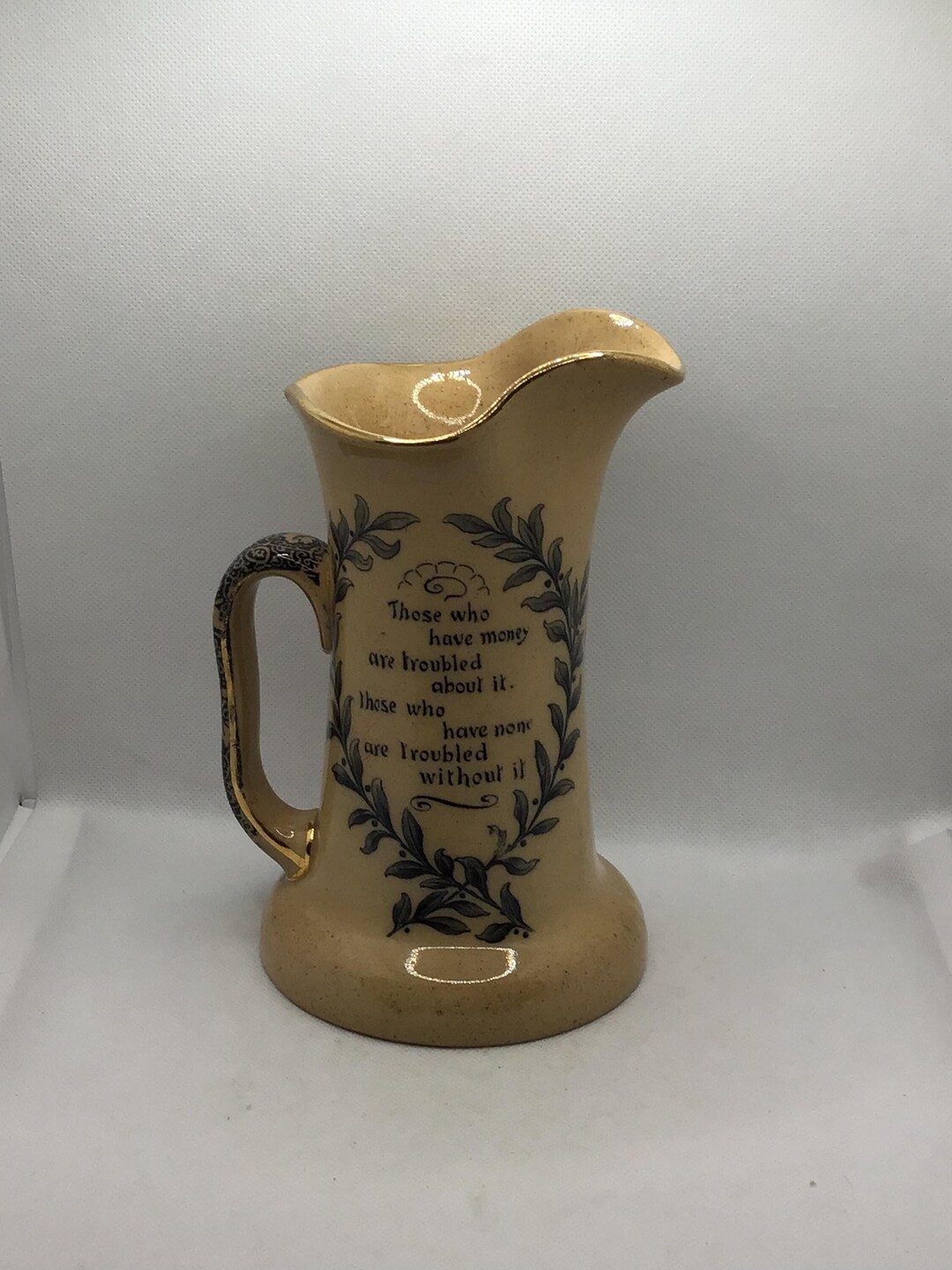 Rare Royal Dalton Motto Jug - "those Who Have Money Are Troubled.." - Etsy