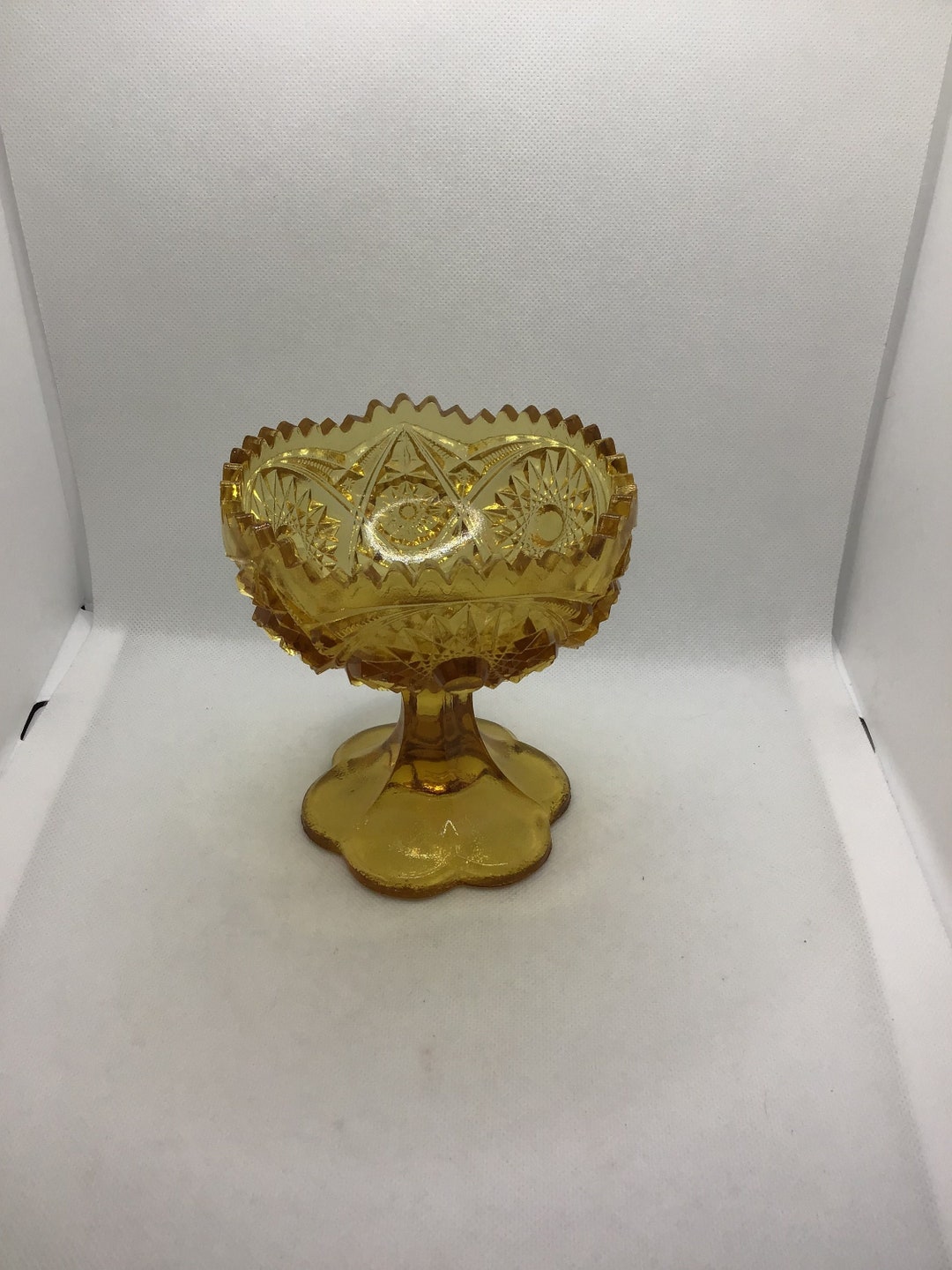 Vintage Kemple Wheaton Amber Glass Footed Compote - Etsy
