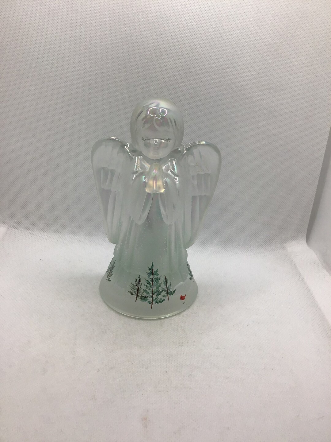 Fenton Angel Bell With Label, Clear Iridescent Fenton Winter Scene - Etsy
