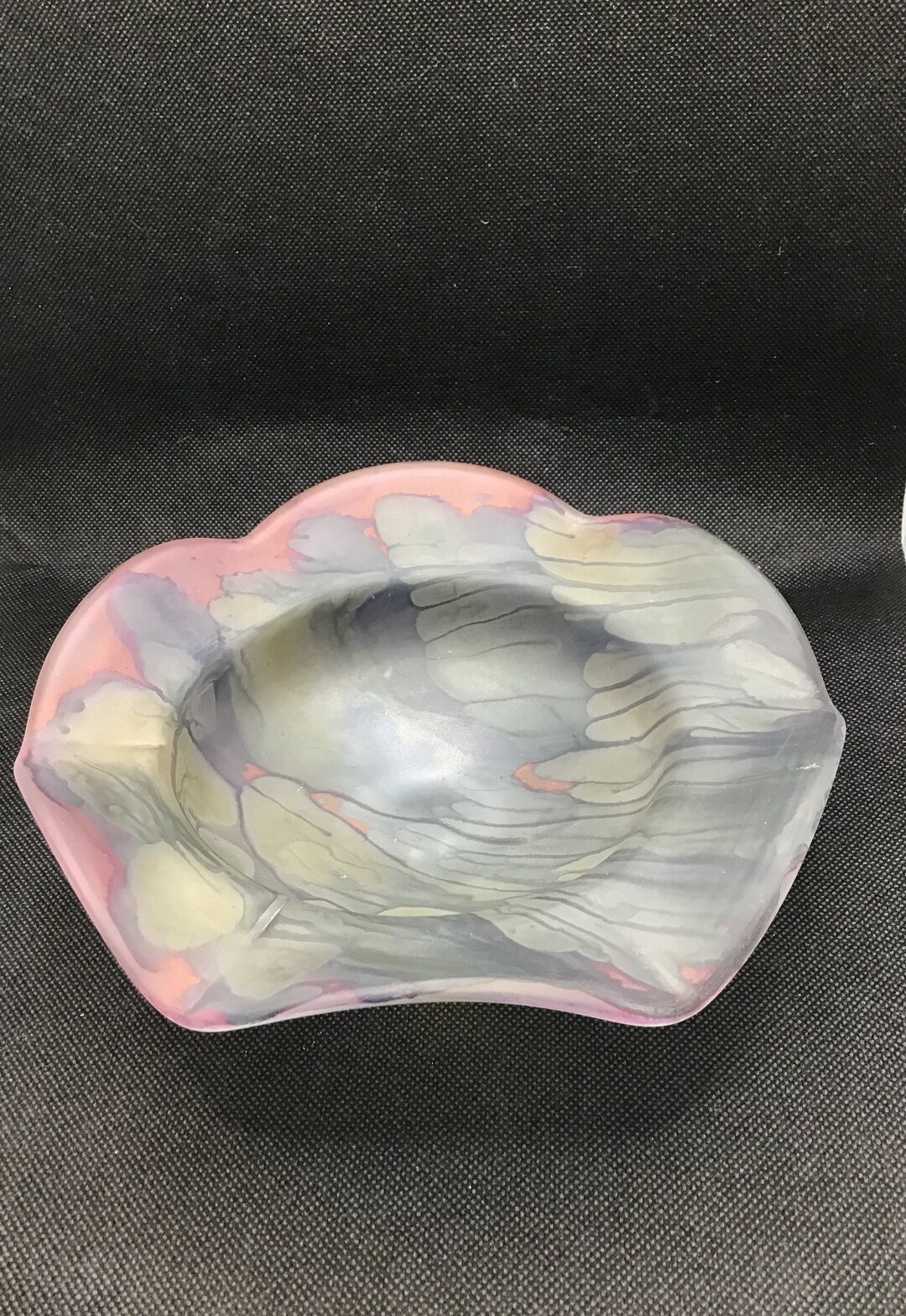Rueven Nouveau Art Glass Hand Painted Watercolor Ruffle Edge Bowl - Etsy