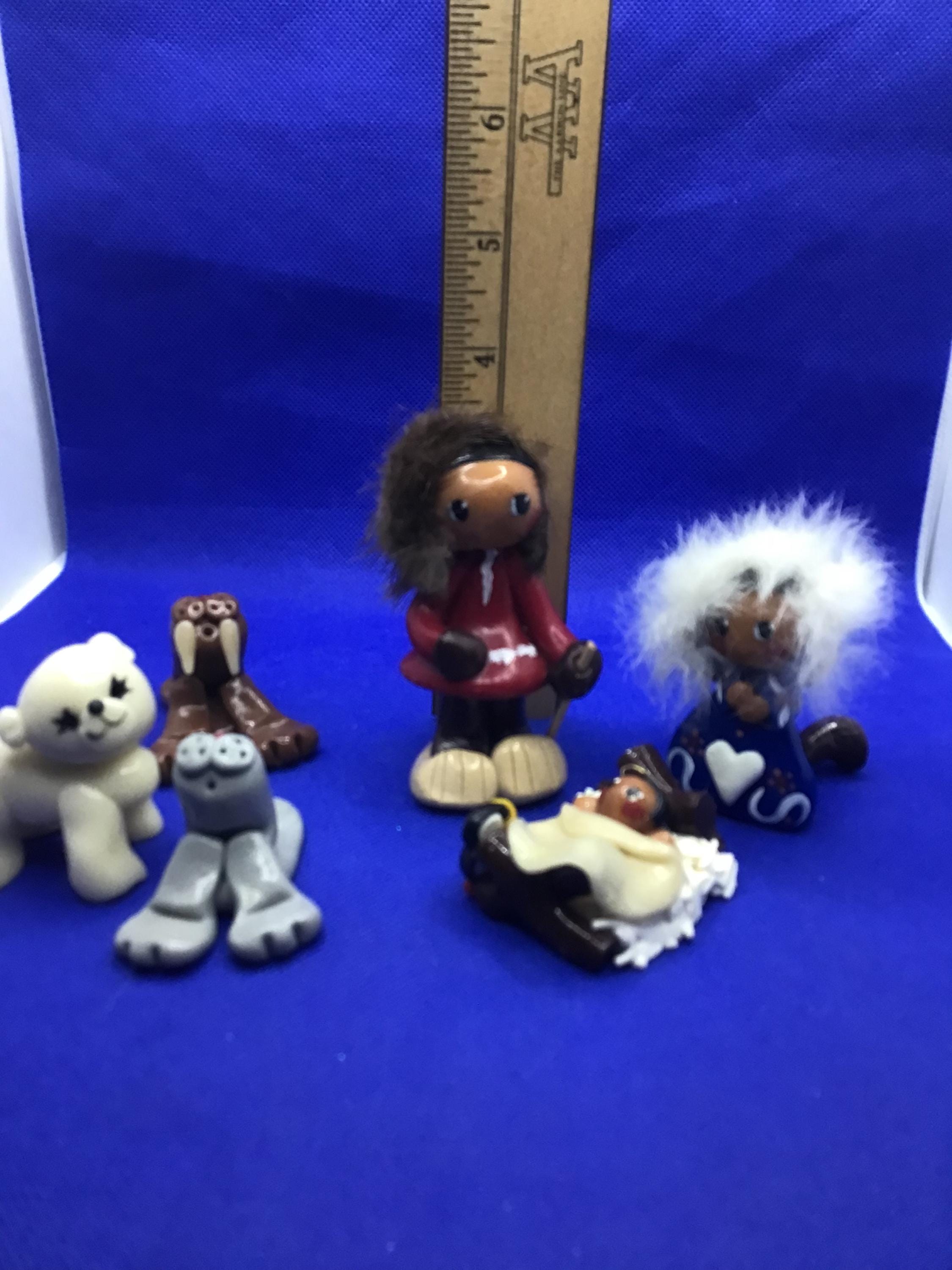 Becky Martin Windsong Alaska Eskimo Nativity Set, Folk Art Polymer Clay ...