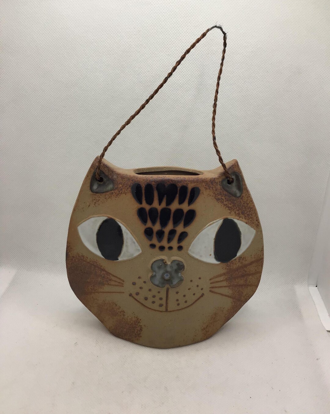UTCTI Japan Brownware Pottery MCM Cat Planter/wall Pocket - Etsy
