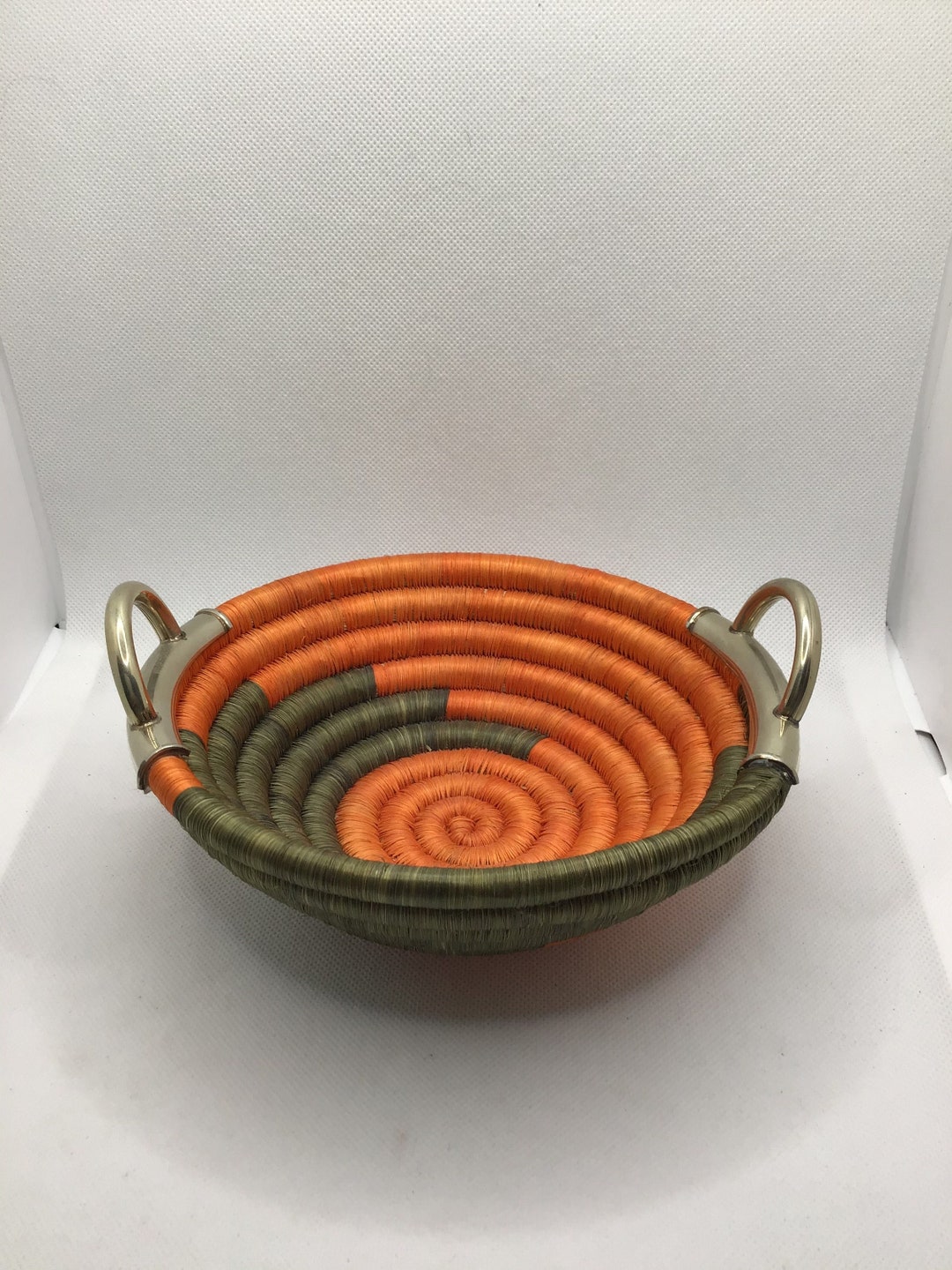 Vintage Coil Basket With Metal Handles - Etsy