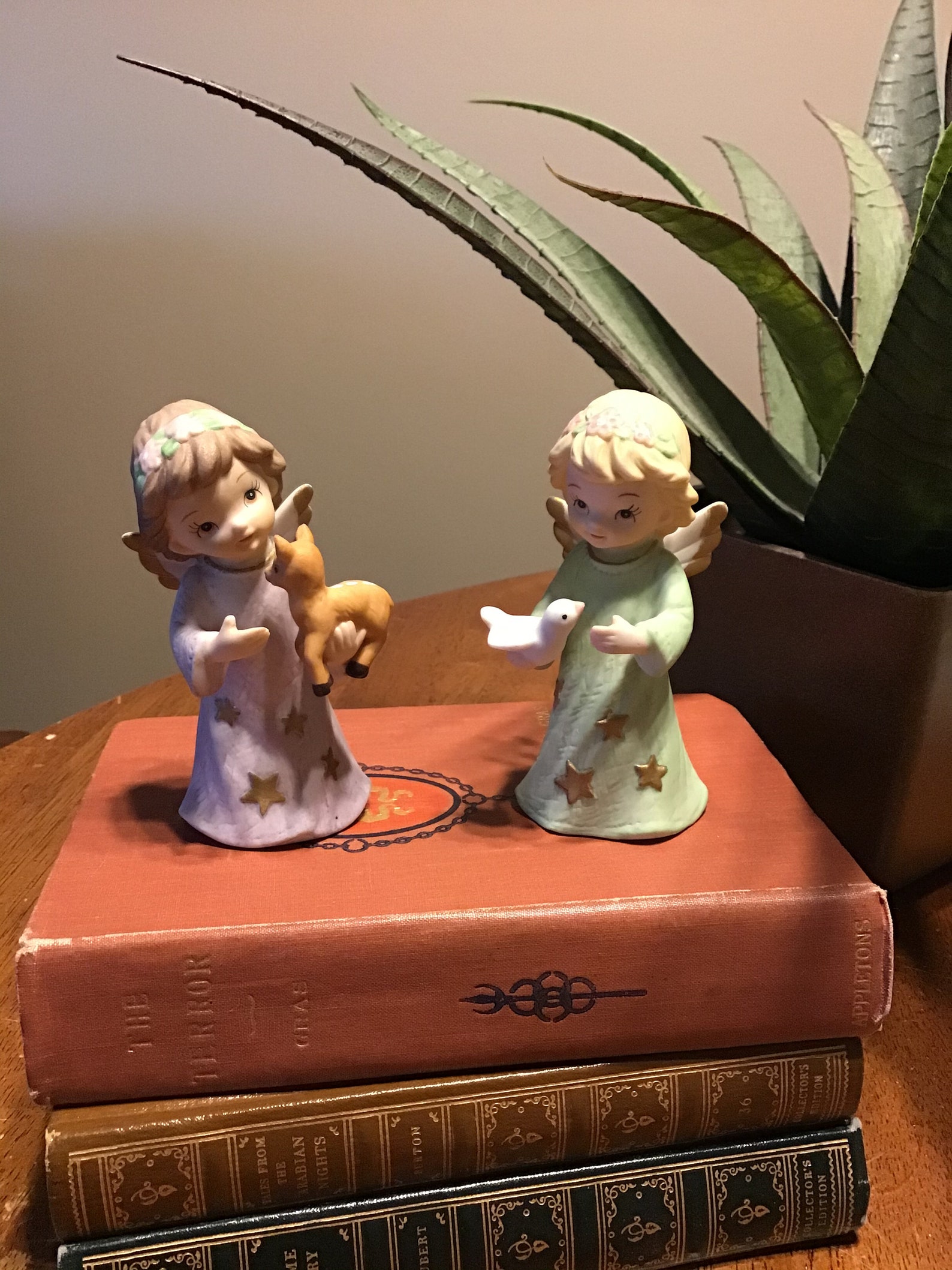 Vintage Lefton Pair of Angels With Dove and Deer 1987 - Etsy