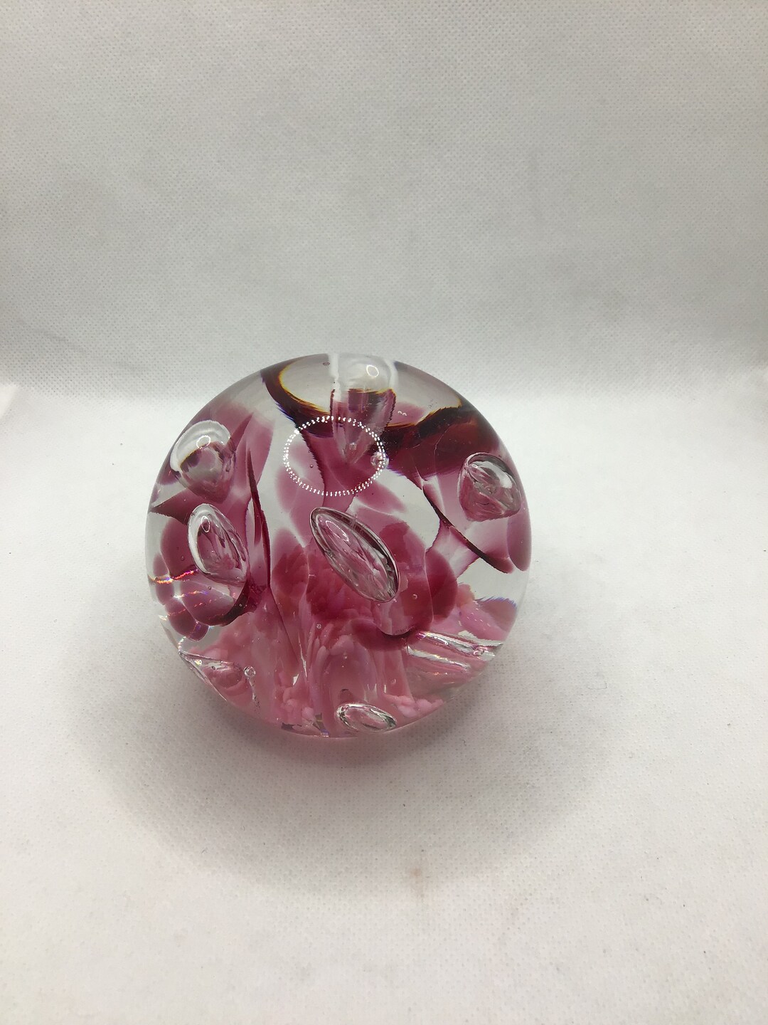 Prestige Art Glass Pink Paperweight 1996 - Etsy