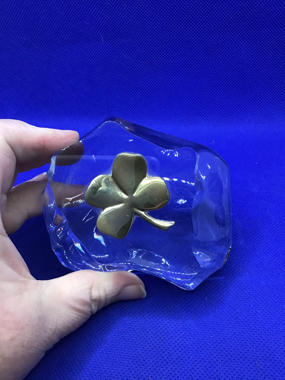 Gerity 24K Gold Electro-plated Shamrock on Crystal Base Paperweight - Etsy