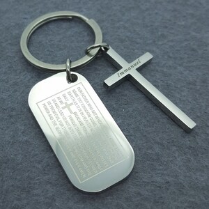 Lords Prayer Keychain Christian Cross Keyring Religious Double Pendant ...