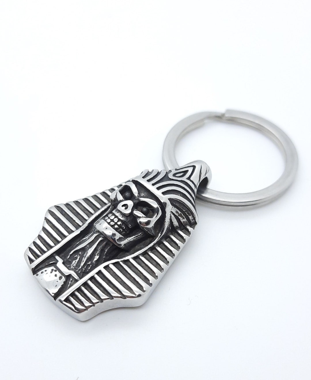 Pharaoh Skull Keychain Tutankhamun Skull Keyring Egyptian - Etsy