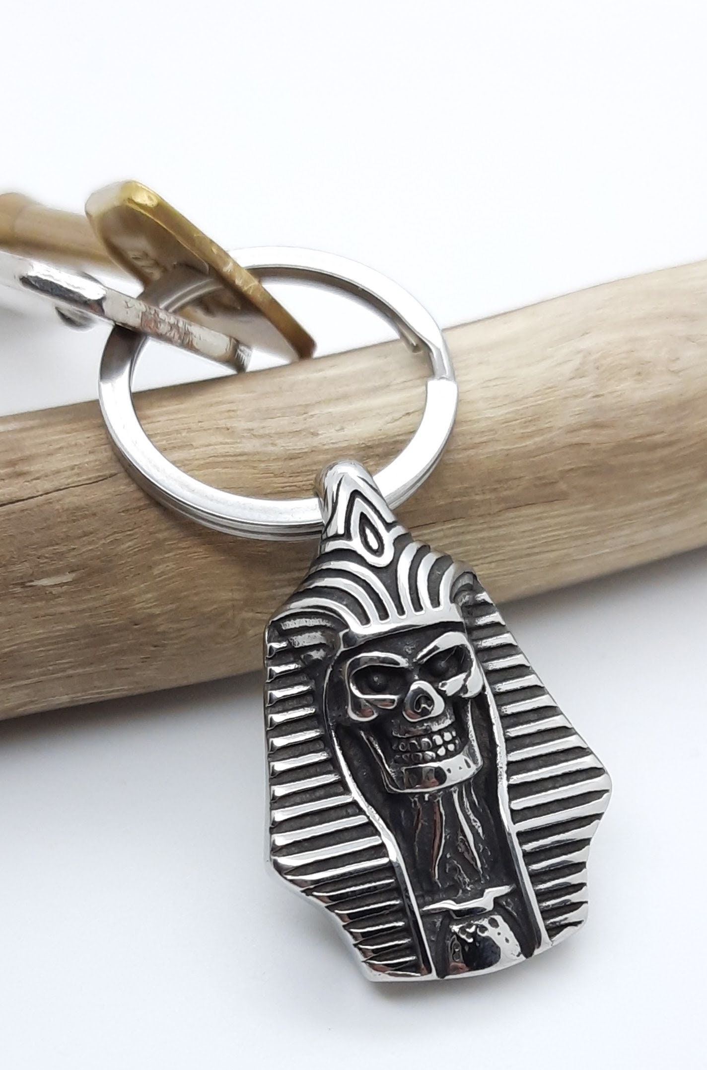 Pharaoh Skull Keychain Tutankhamun Skull Keyring Egyptian - Etsy