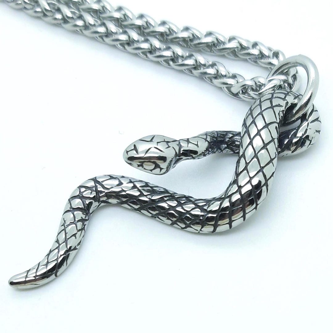 Snake Python Pendant Necklace Mens Snake Jewellery - Etsy
