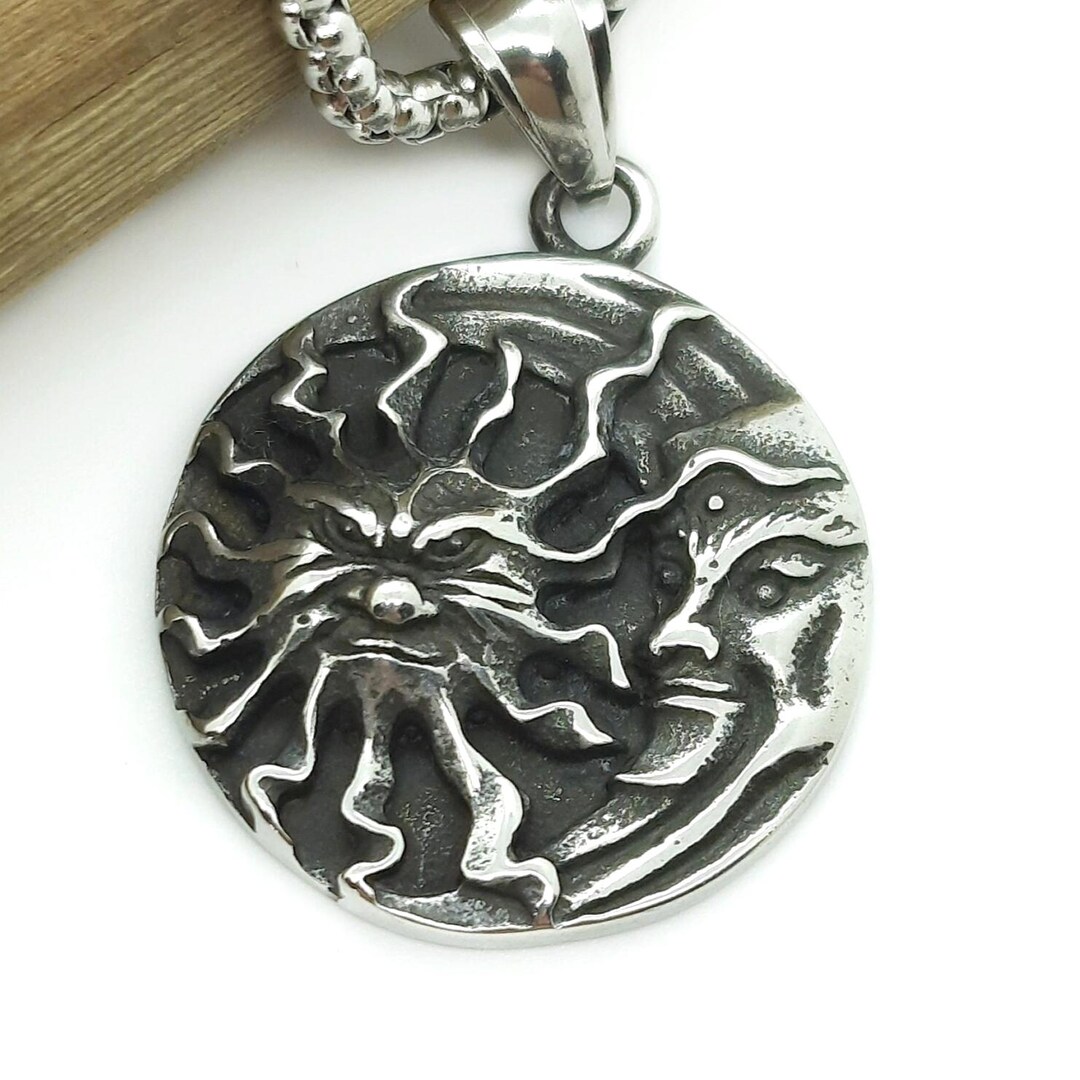 Sun and Moon Necklace, Evil Sun and Moon Pendant, Mystical Spiritual ...