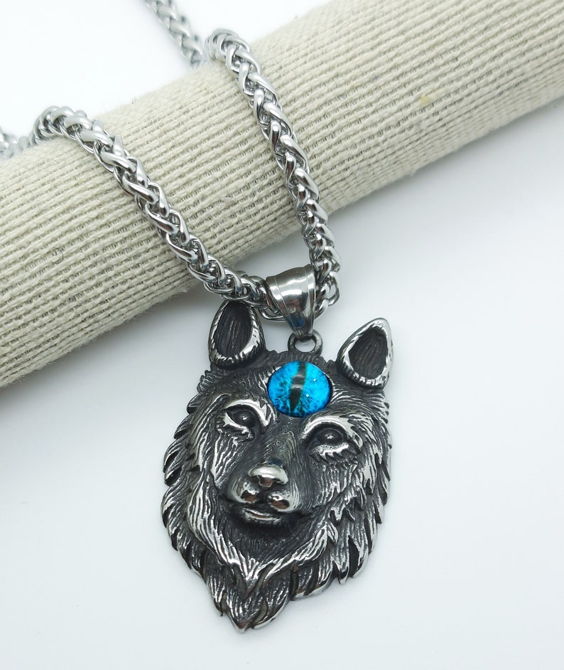 Wolf Pendant Necklace Mens Wolf Viking Fenrir All Seeing Eye Necklaces ...