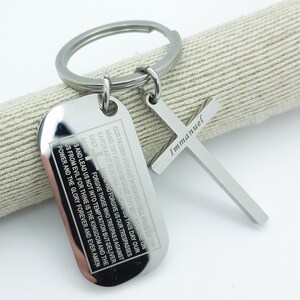 Lords Prayer Keychain Christian Cross Keyring Religious Double Pendant ...