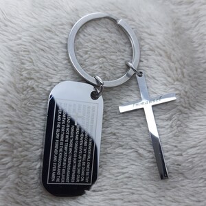 Lords Prayer Keychain Christian Cross Keyring Religious Double Pendant ...