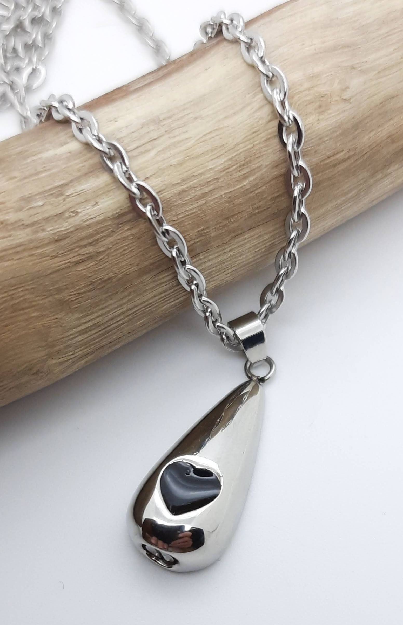 Teardrop cremation necklace teardrop pendant with heart for | Etsy