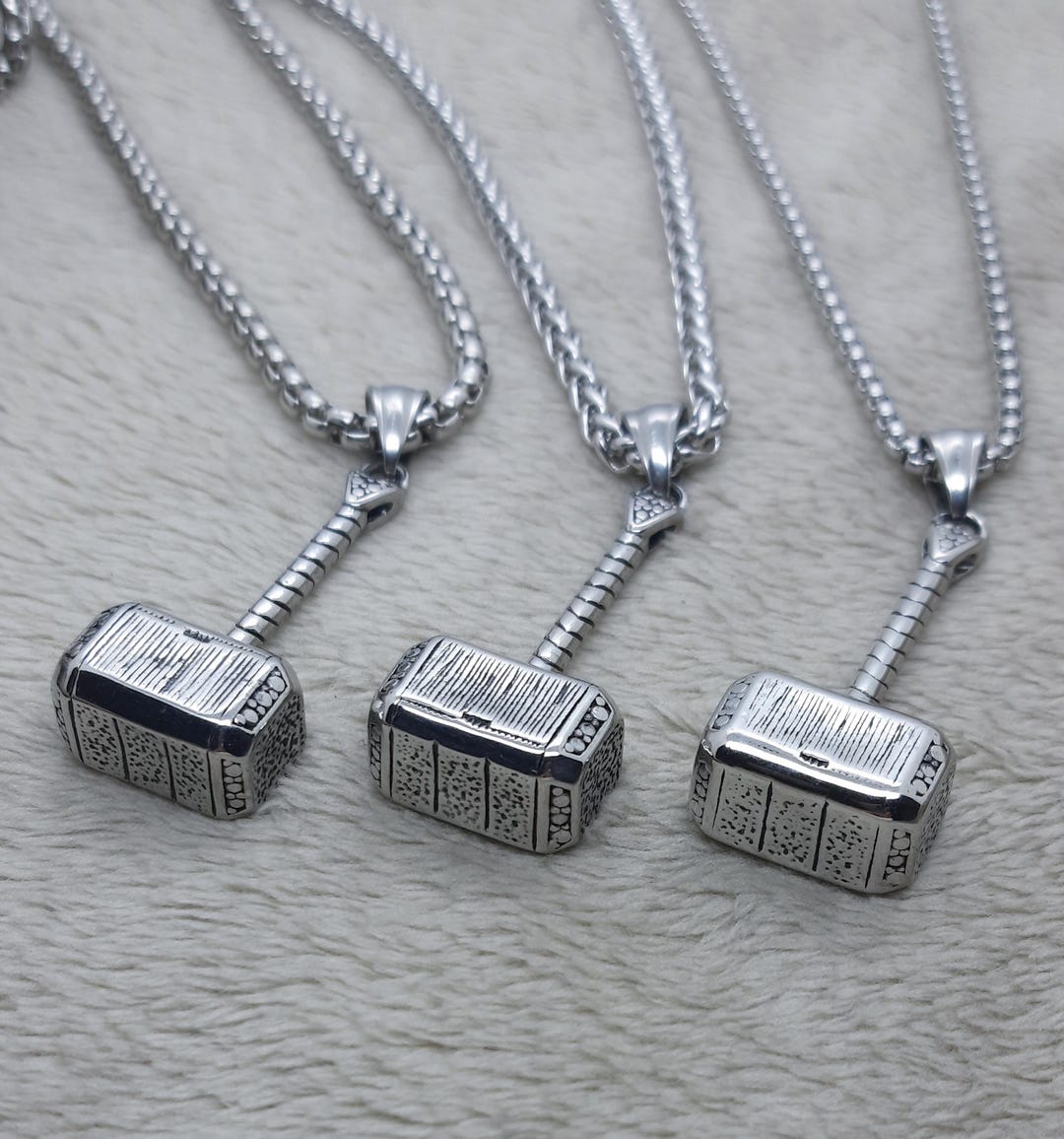 Thors Hammer Pendant Necklace Mjolnir Viking Hammer Stainless Steel ...