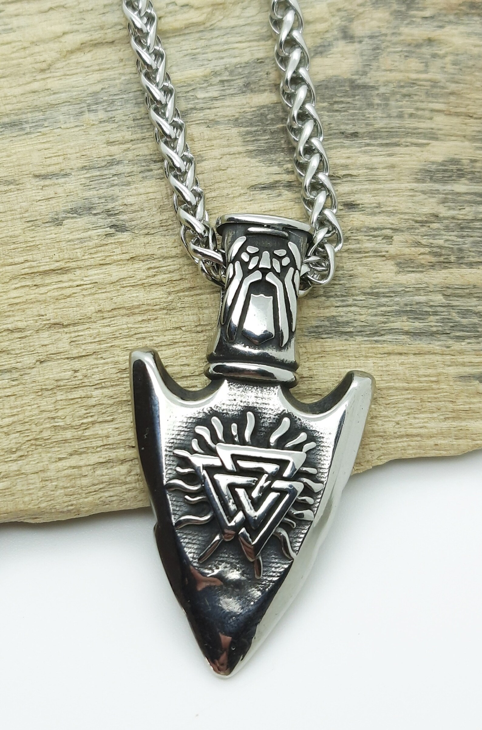 Viking Arrow Head Necklace Valknut Pendant Vegvisir Silver - Etsy