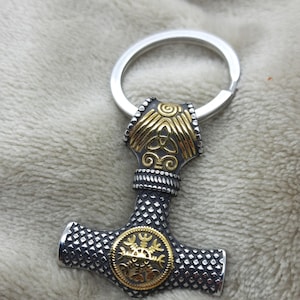 Thors Hammer Keyring Mjolnir Keychain With Vegvisir Icelandic - Etsy