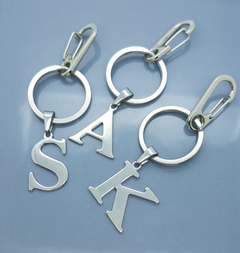 Initial Alphabet Keyrings Letter Keychain Mens Womens Personalised ...