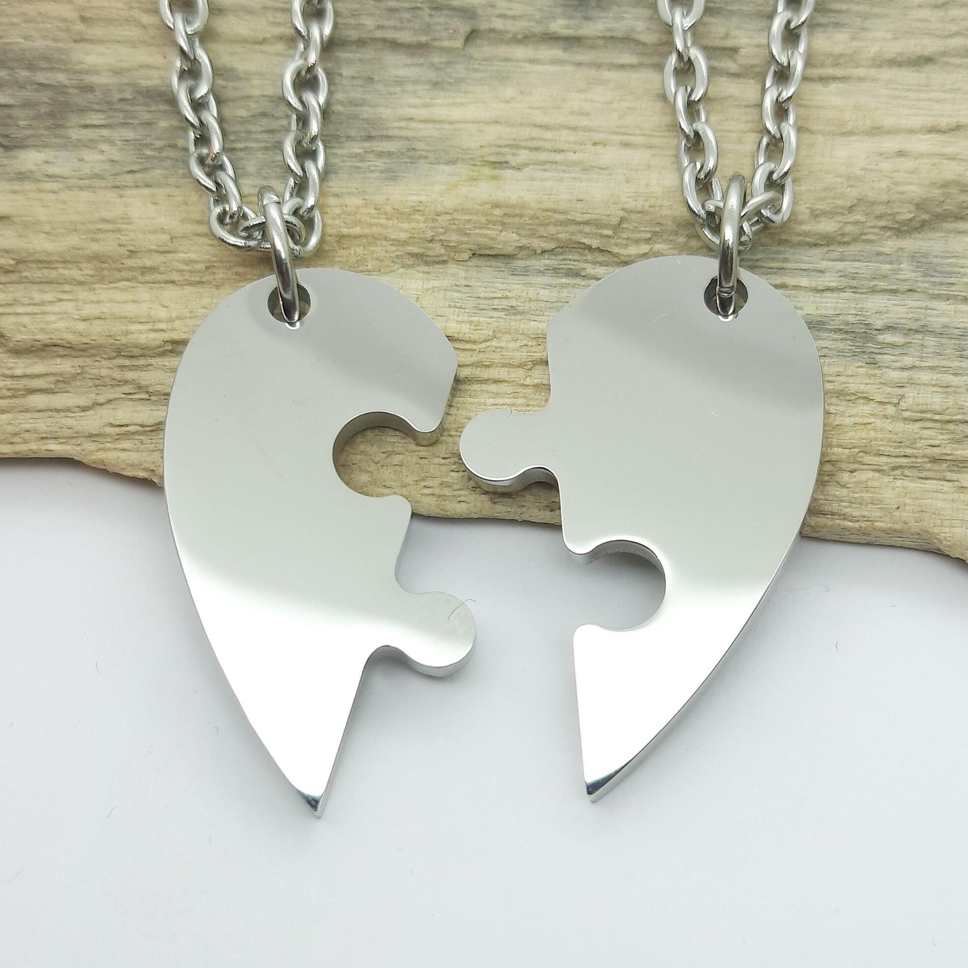 Couples Necklace Interlocking Love Heart Pendants Matching Lovers ...