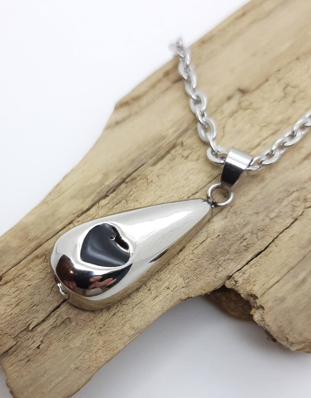 Teardrop Cremation Necklace Teardrop Pendant With Heart for - Etsy UK