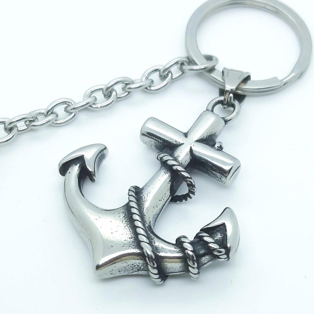 Ships Anchor Keychain Double Keyring Nautical Keyfob for Sailors ...