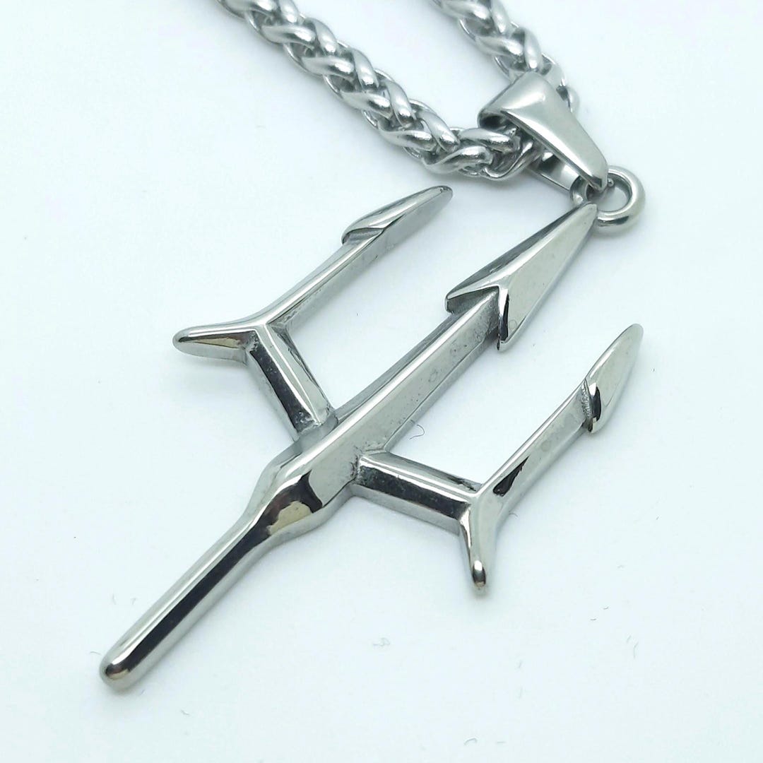 Neptunes Trident of Shiva Mens Pendant Necklace Trishula Fork Poseidons ...