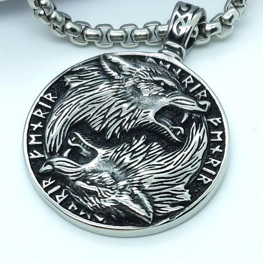 Fenrir Wolf Pendant Necklace Viking Amulet Nordic Mythology Necklaces ...