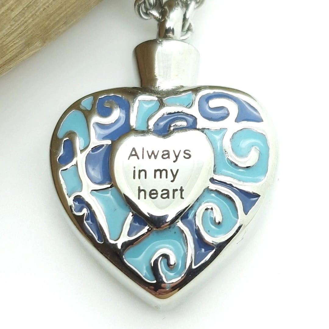 Heart Cremation Necklace, Heart Memorial Keepsake Pendant, Always in My ...