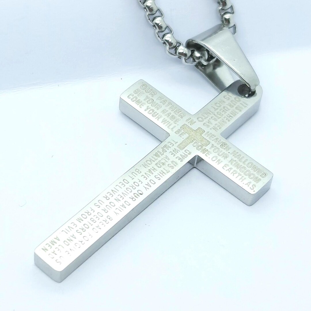 Lords Prayer Cross Pendant Necklace Crucifix Christian Jewellery ...