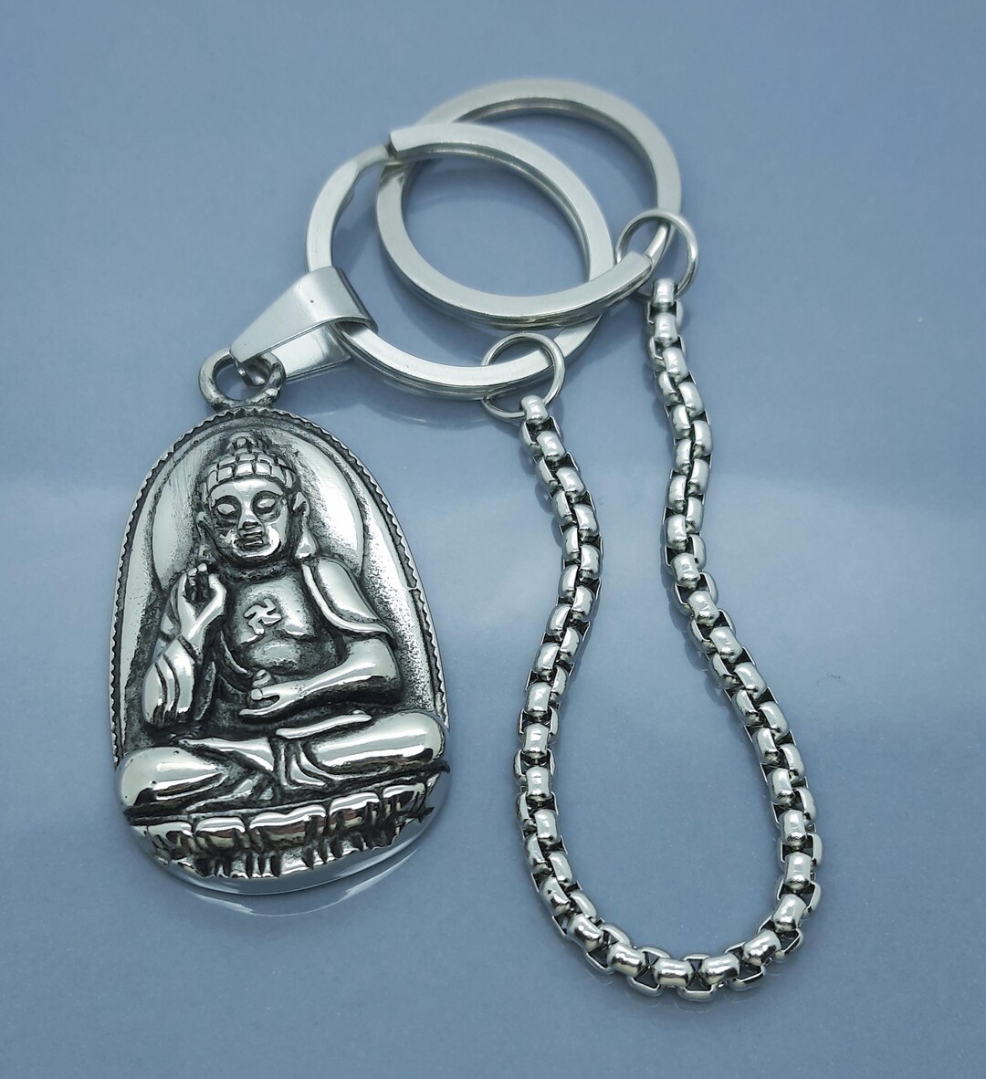 Buddha Keychain Siddhartha Gautama Buddha Keyring Large Stainless ...