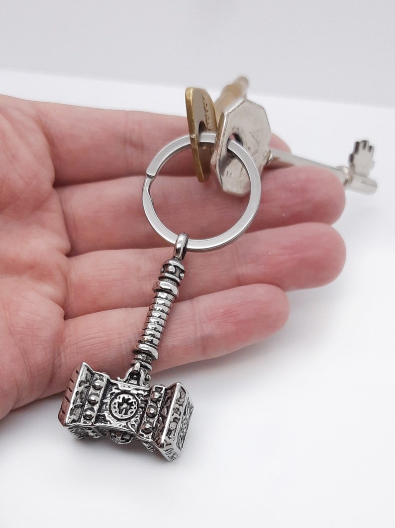 Thors Hammer Keychain Viking Mjolnir Keyring for Men Large - Etsy