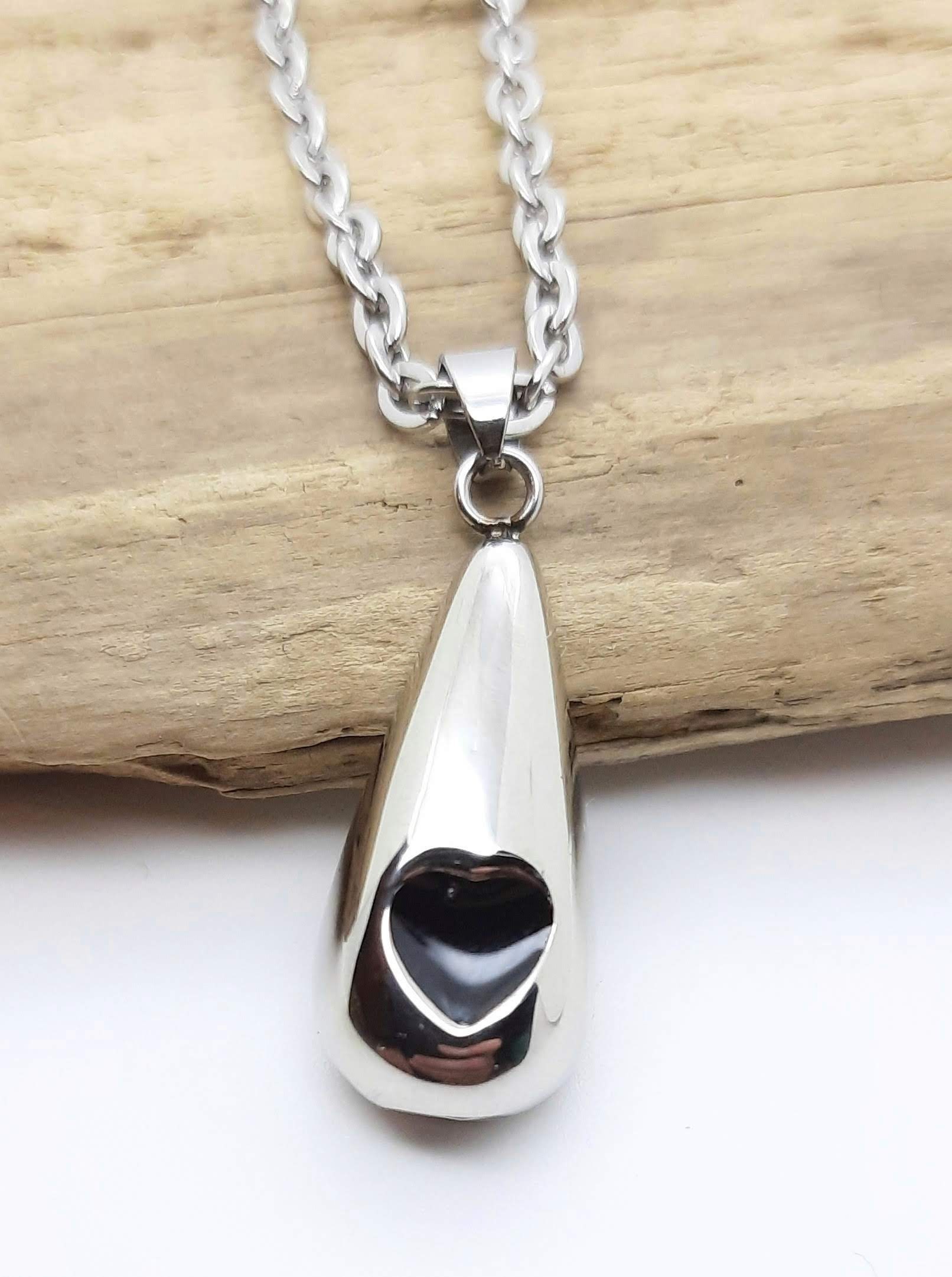 Teardrop cremation necklace teardrop pendant with heart for | Etsy