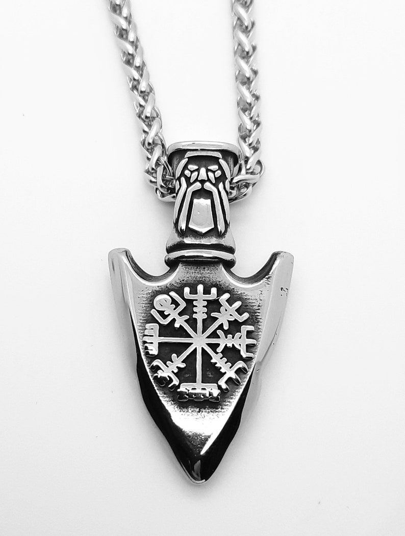 Viking Arrow Head Necklace Valknut Pendant Vegvisir Silver - Etsy