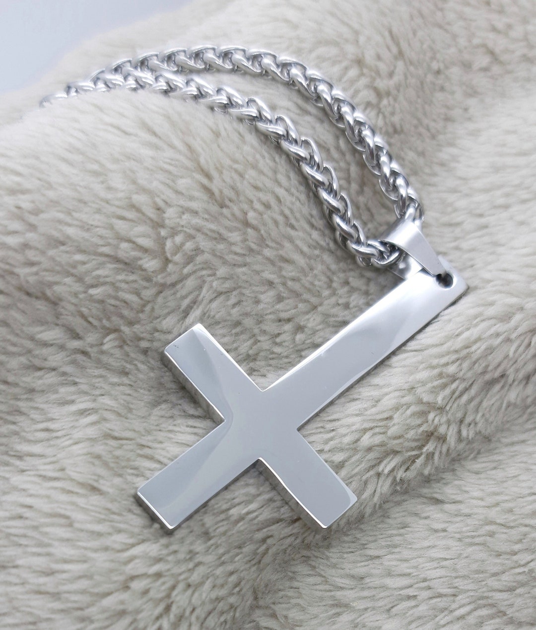 Cross of St Peter Inverted Cross Pendant Necklace Stainless Steel ...