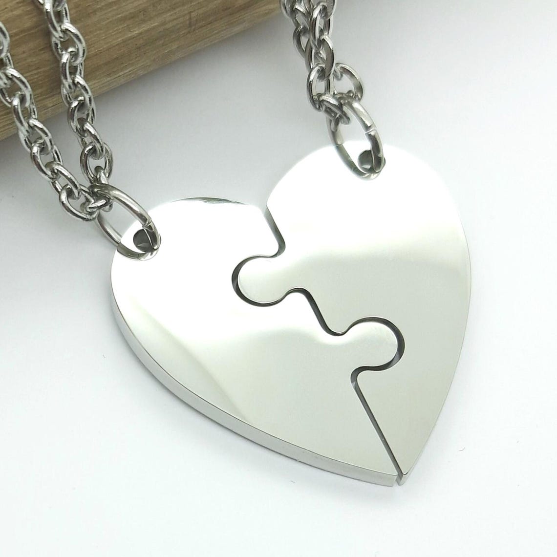 Couples Necklace Interlocking Love Heart Pendants Matching Lovers ...
