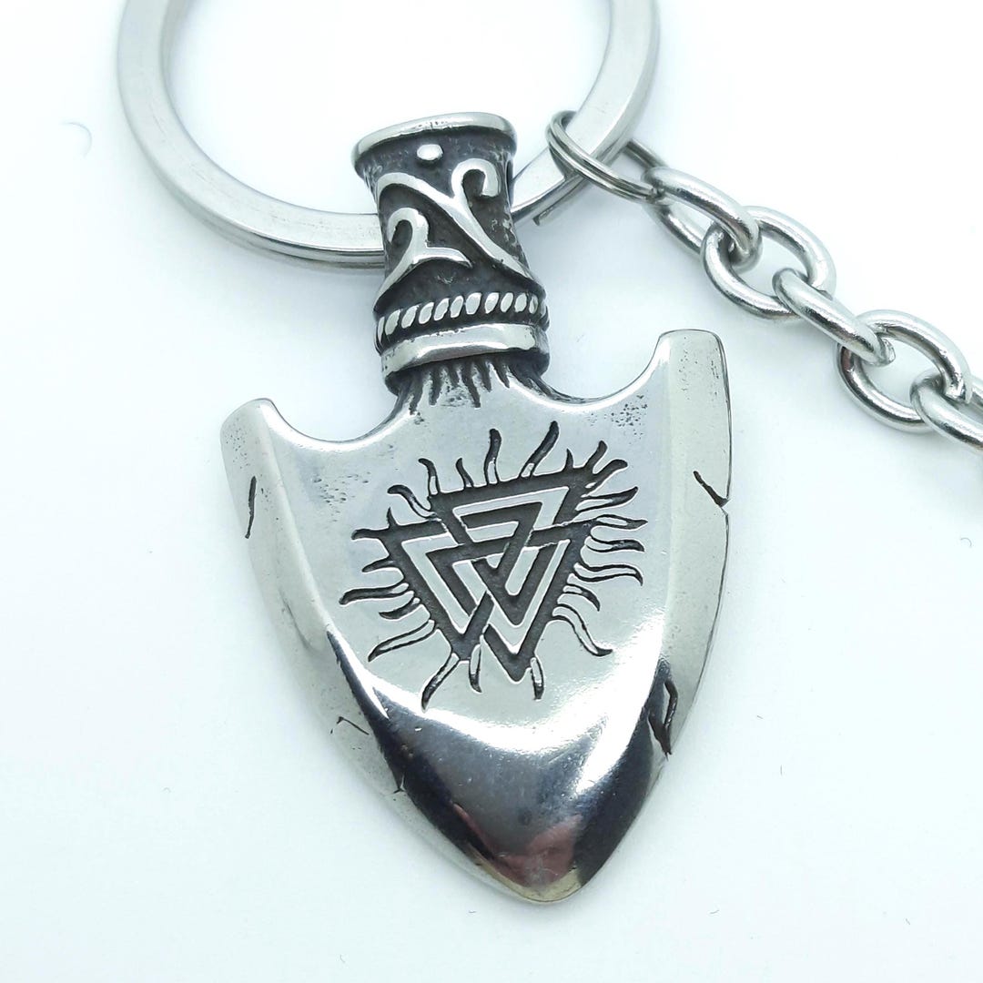 Viking Arrowhead Keychain Valknut Amulet Pendant Vegvisir Keyring Mens ...