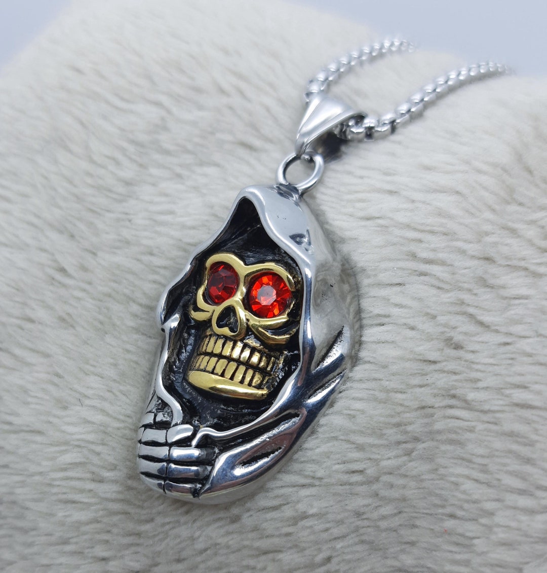 Grim Reaper Pendant Necklace Evil Skull Halloween Gothic Horror ...