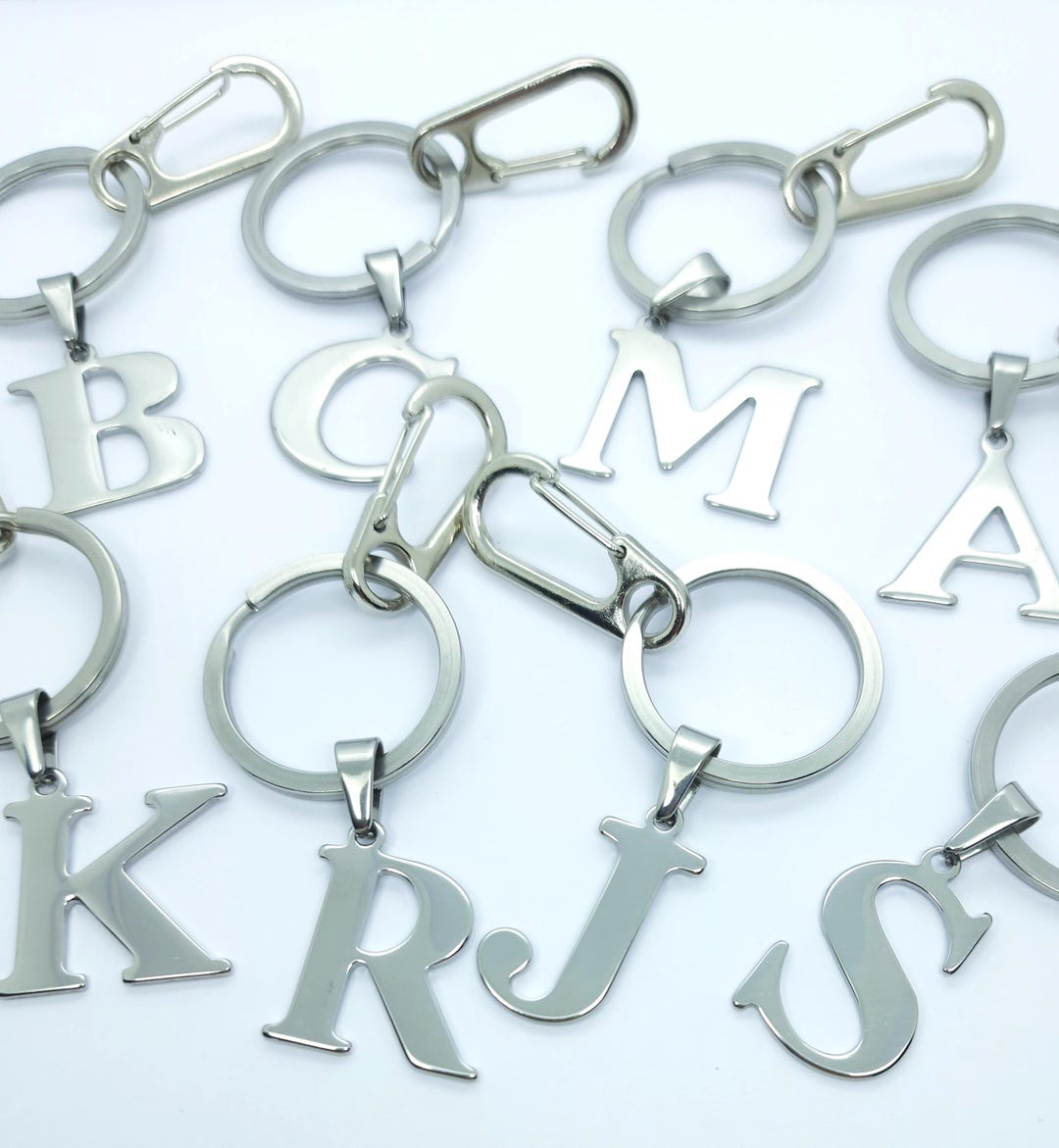 Initial Alphabet Keyrings Letter Keychain Mens Womens Personalised ...